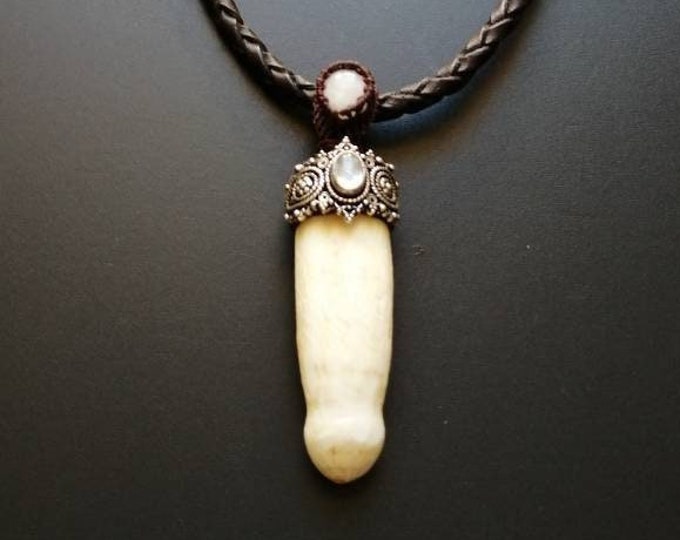 Alligator Tooth Ceremonial Necklace With Double Moonstone Talisman ...