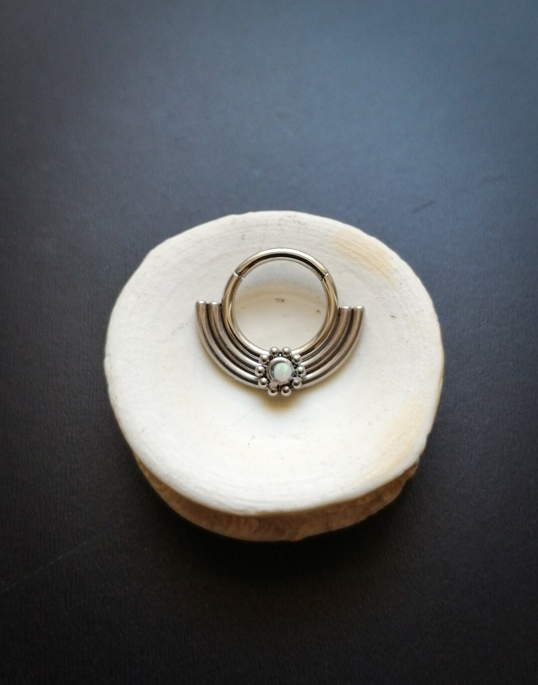 Industrial 316l Steel Septum Clicker Piercing With Beautiful Opal Stone ...