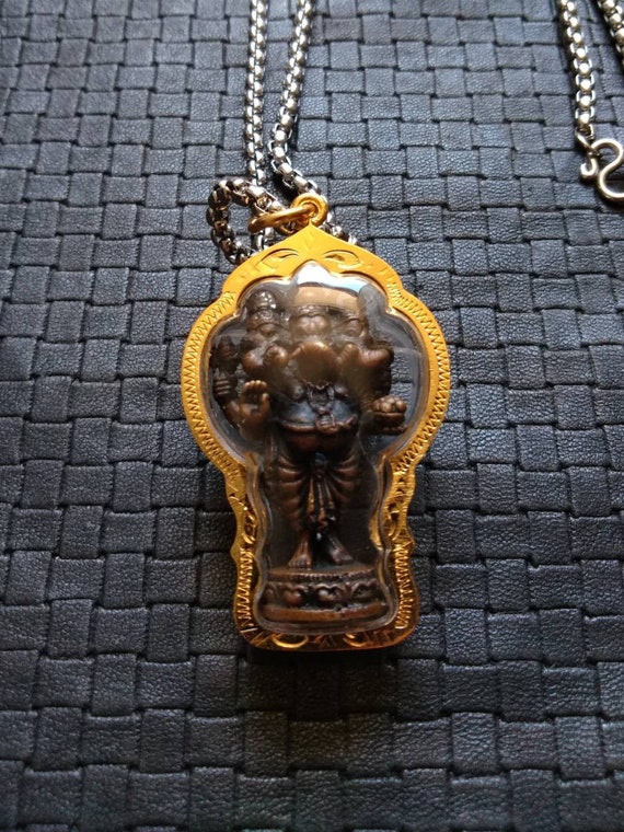 Ganesha 3 Heads Amulet Chain Necklace Lord Ganesh God of - Etsy