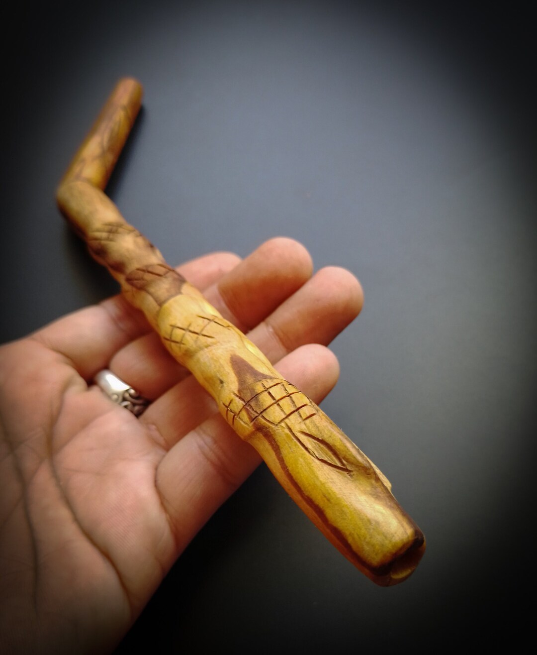 Tepi Snake Pipe Carved in Palo Santo Wood- Rape Applicator- Sacred Wood ...