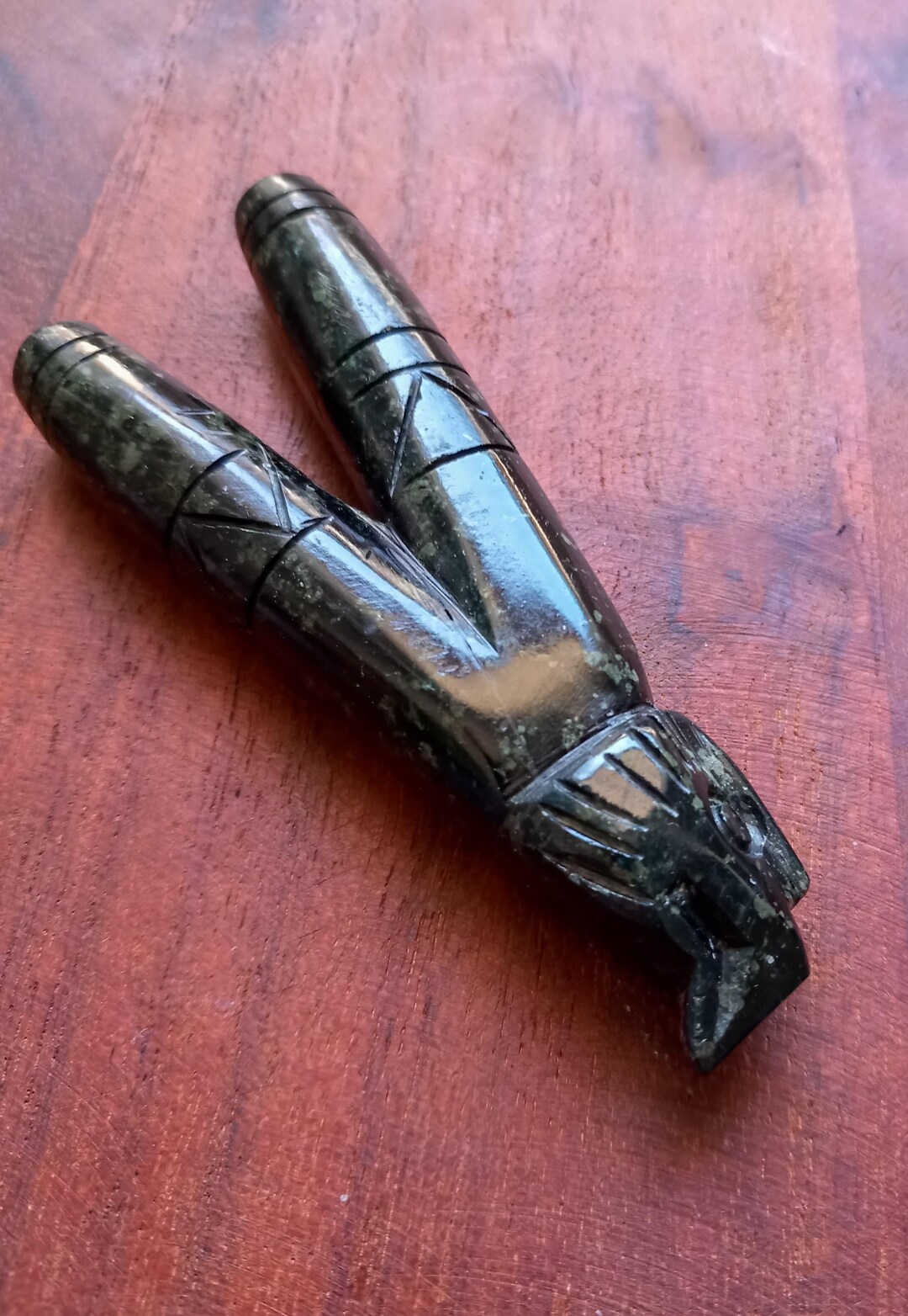 Kuripe Condor in Black Serpentine Stone- Self-applicator- Rape Pipe ...