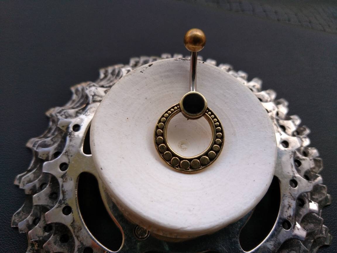 Tribal Ethnic Belly Piercing in Brass with Onyx Stone Gypsy | Etsy