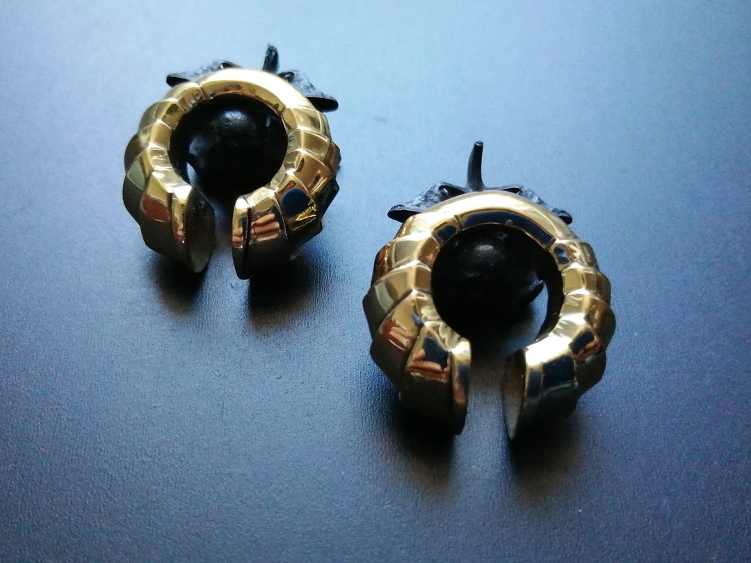 Titron Brass Ear Weights- 12mm- 1/2"ga- Industrial Design- Cyberpunk ...