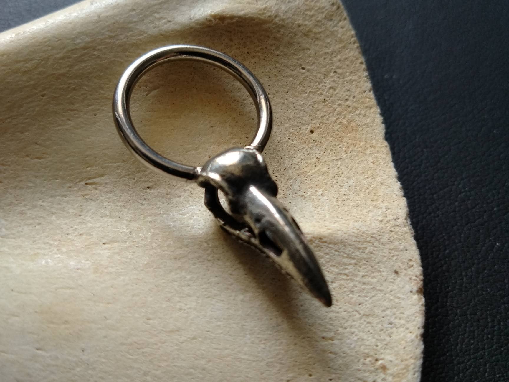 Raven Skull Piercing in White Brass Size 1.2mm /16ga 1.6mm / - Etsy UK