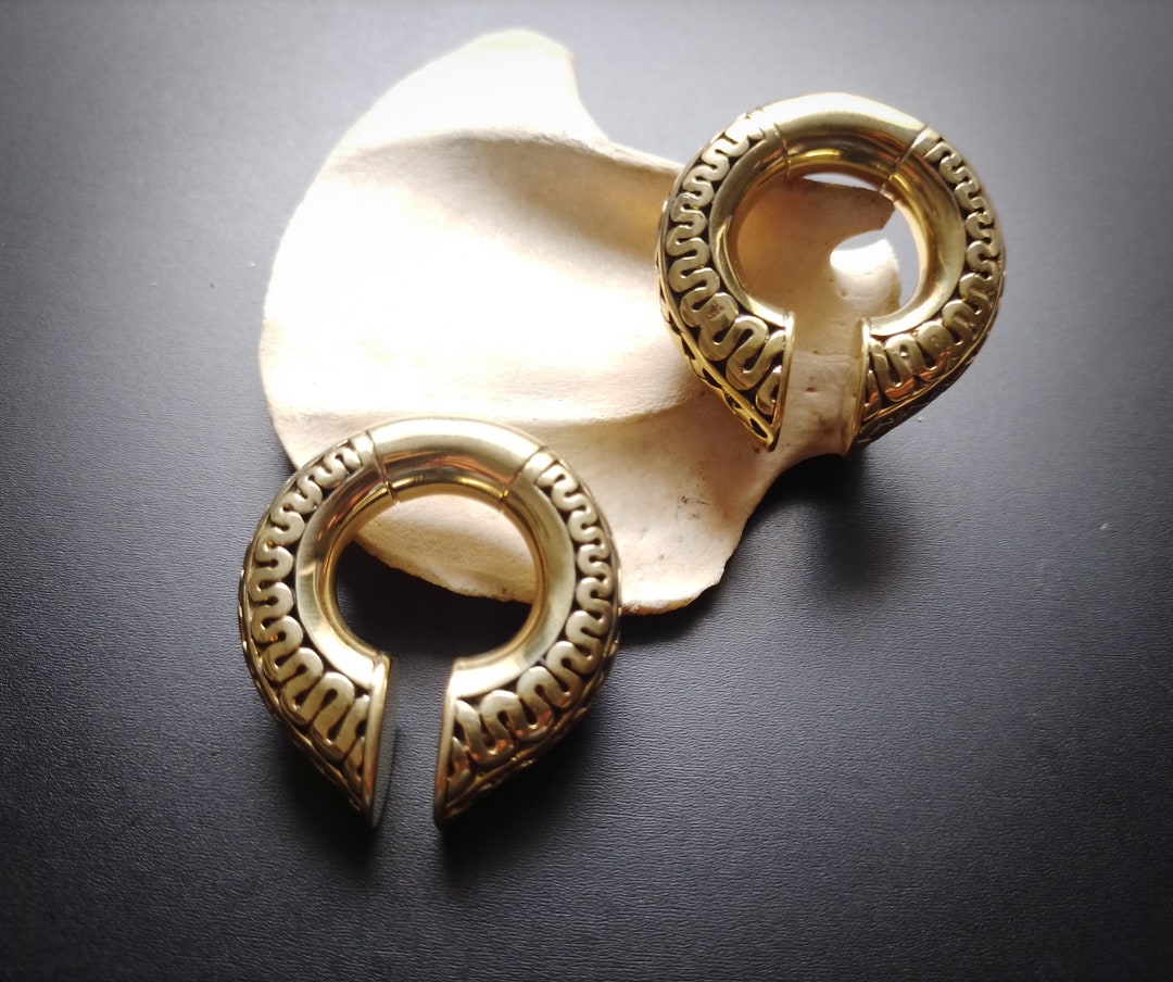 Tribal Ethnic Brass Ear Weights- 12mm- 1/2