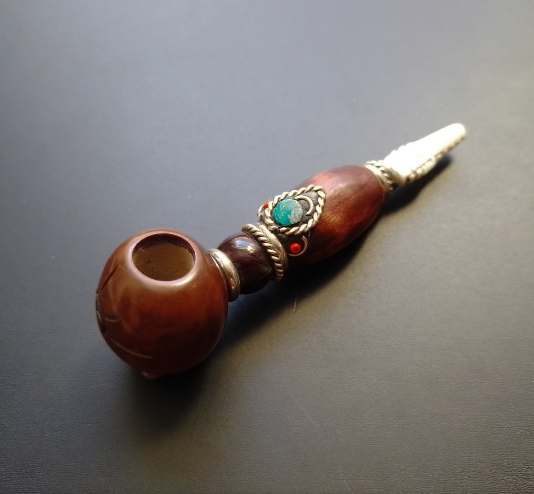 Ritual Ceremony Smoking Pipe- Fish Bones- Sono Wood- Organic Jewelry ...