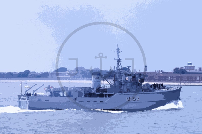 HMS Kedleston Royal Navy Ton Class Minesweeper Military Digital Artwork ...