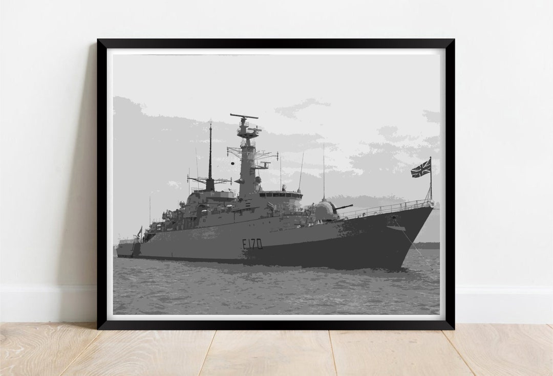 HMS Antelope Royal Navy Type 21 Frigate Military Digital Artwork Print ...