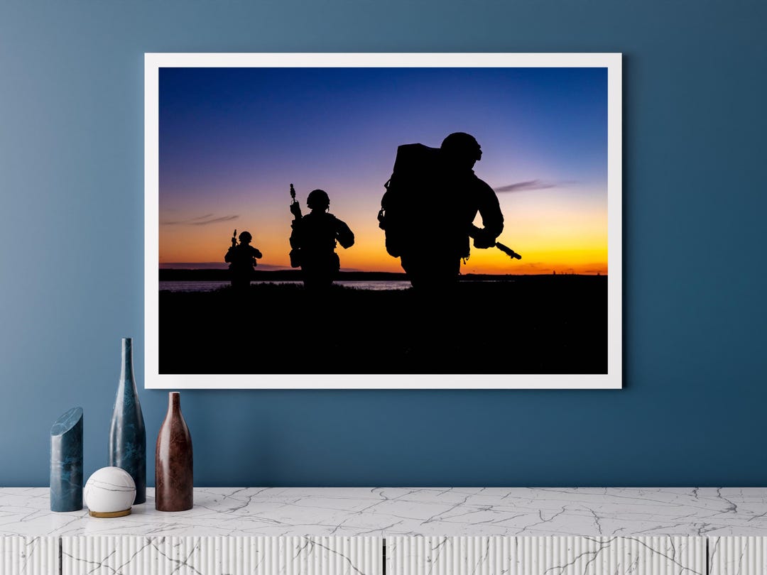 Royal Marine Commandos Silhouette at Sunset Photo Print Military Royal ...