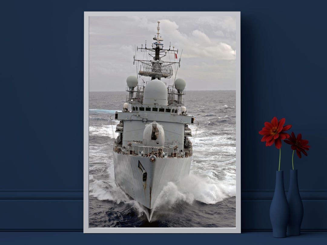 HMS Nottingham Destroyer Bow View Photo Print - Royal Navy Warship Art ...