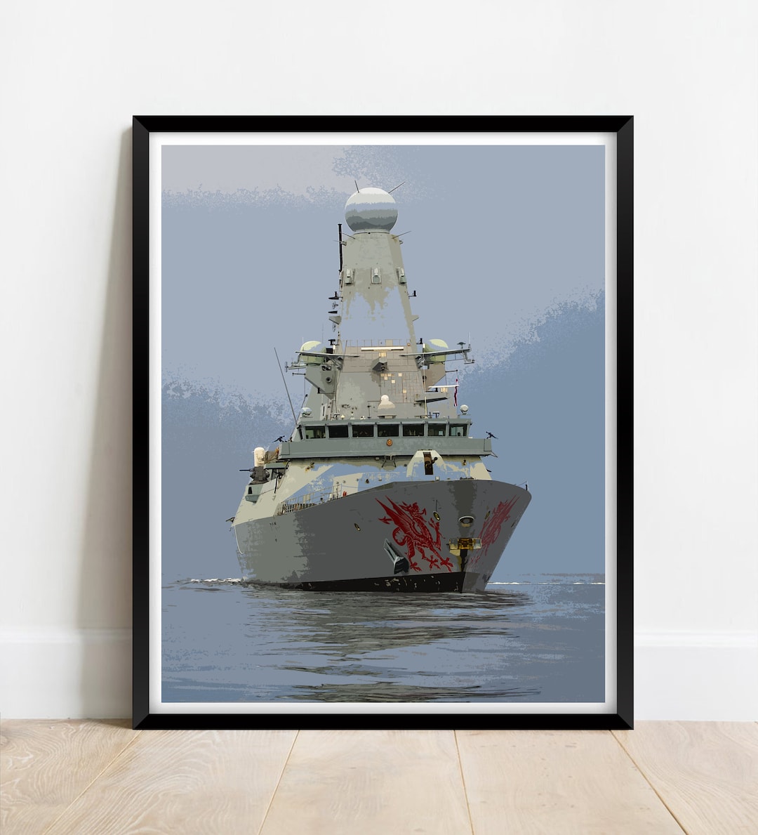HMS Dragon Royal Navy Type 45 Destroyer Military Digital Artwork Print ...