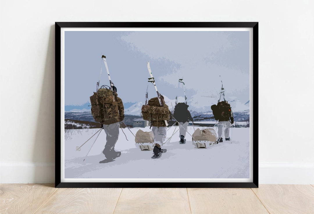 Royal Marines Commando Yomping With Skis Military Digital - Etsy