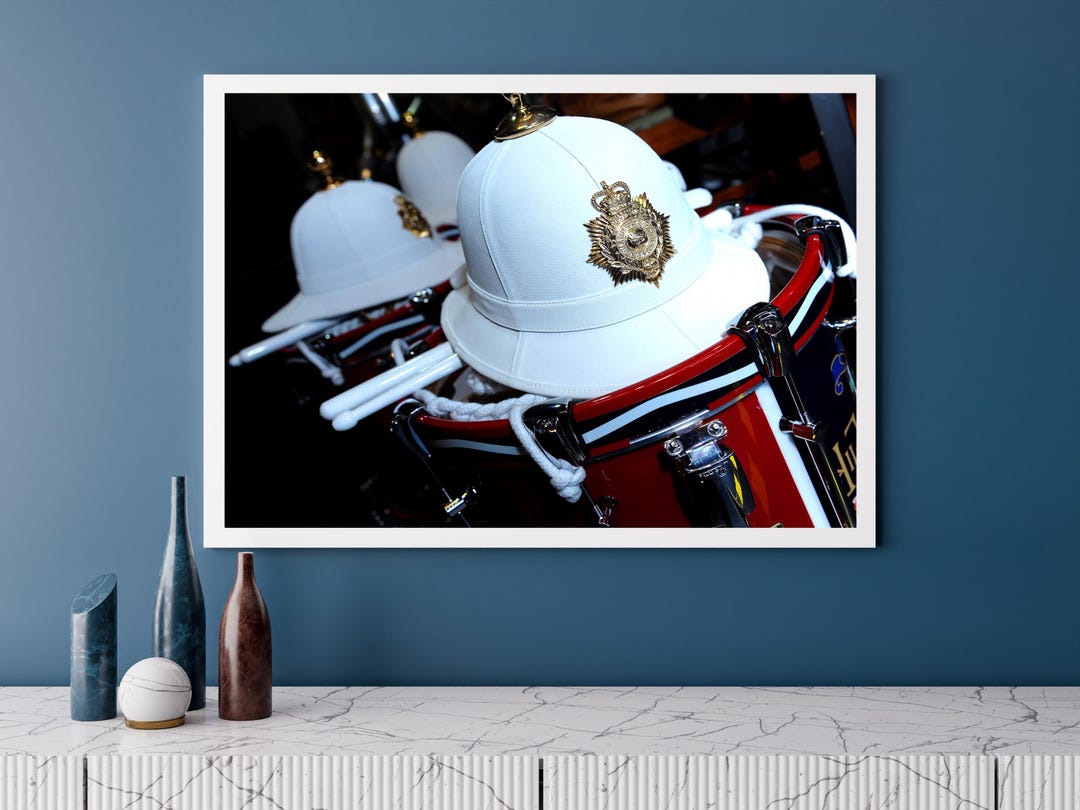 Royal Marines Band Pith Helmet and Drum Photo Print Military Service RM ...