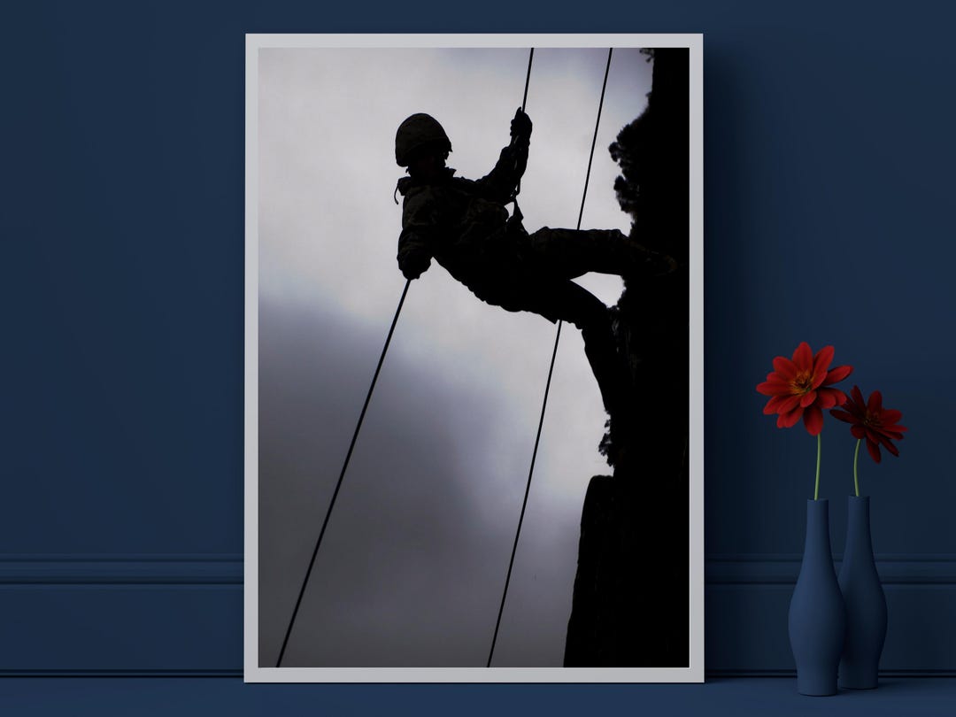 Royal Marine Commando Abseiling Silhouette | Photo Print | Military ...