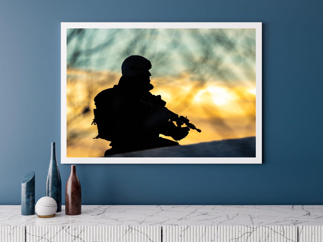 Royal Marine Commando Silhouette at Sunset | Photo Print | Military ...