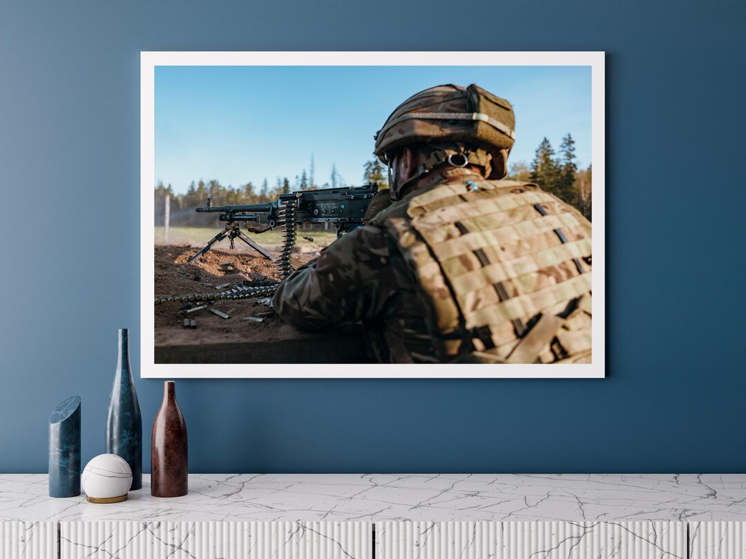 British Army Soldier Firing a GPMG | Photo Print | Military | British ...