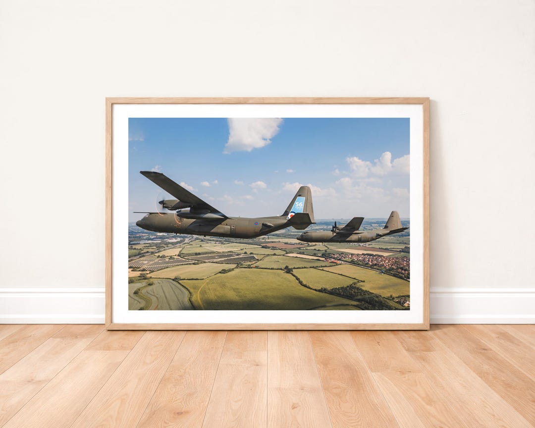 Two RAF Hercules C-130J Aircraft Flypast Photo Print: Military Aviation ...