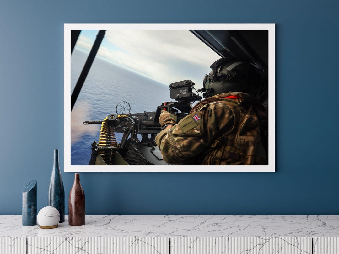 Royal Marines Firing M3M From a Wildcat | Photo Print | Military | 42 ...