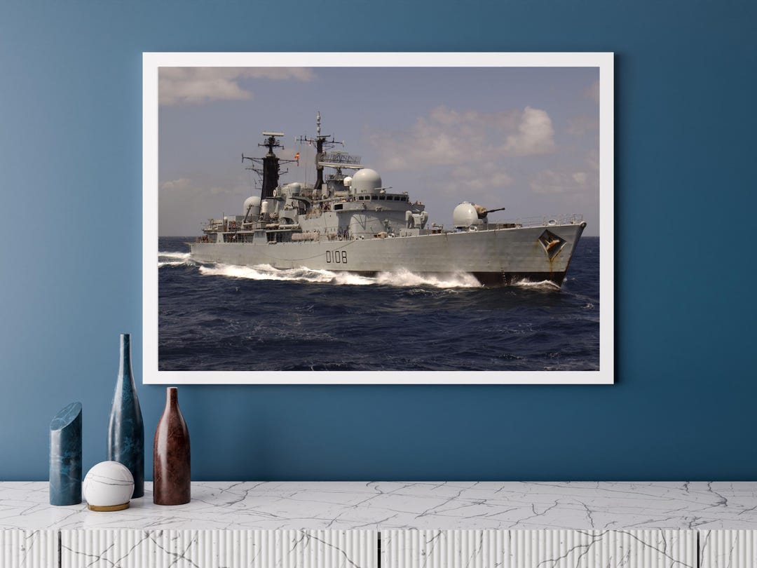 HMS Cardiff (D108) Type 42 Destroyer at Sea | Photo Print | Military | Royal Navy | Wall Art ...