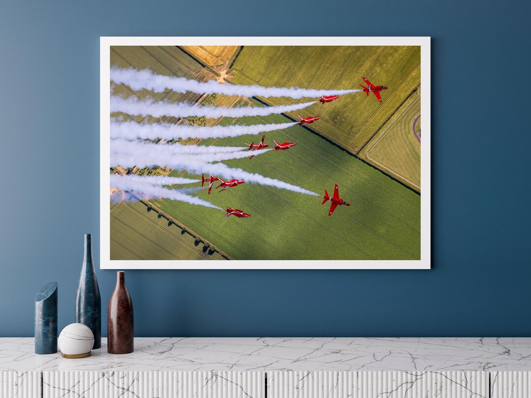 Red Arrows Diamond Nine Formation Photo Print: Military Aviation Wall ...