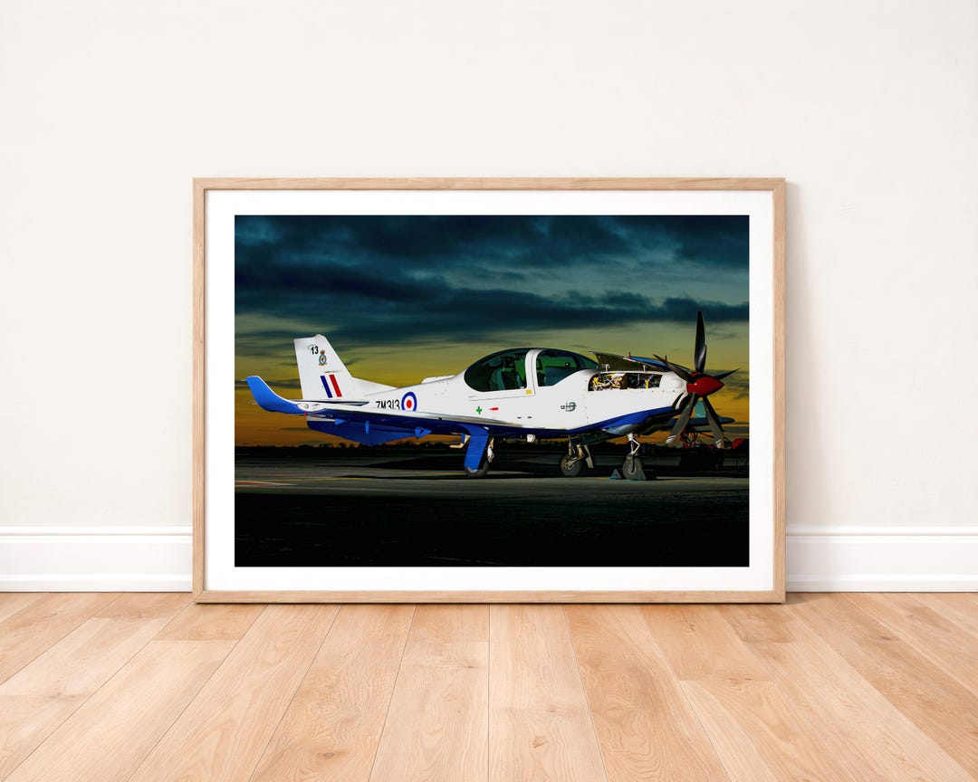 RAF Grob Prefect on A Runway at Sunset Photo Print: Military Aviation ...