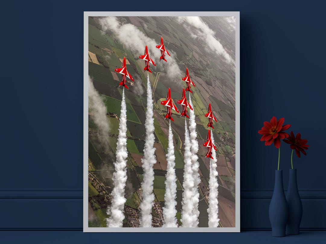 Red Arrows Formation Photo Print: Royal Air Force Aviation Wall Art - Etsy