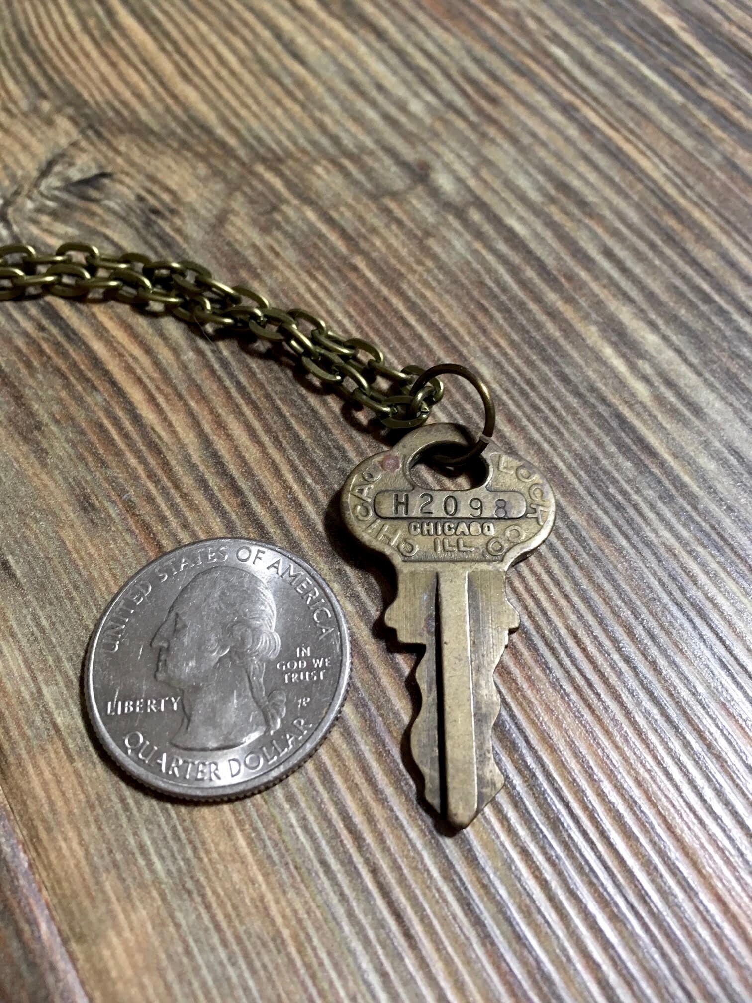 Chicago Lock Co. Vintage Brass Key Pendant Necklace Antique - Etsy