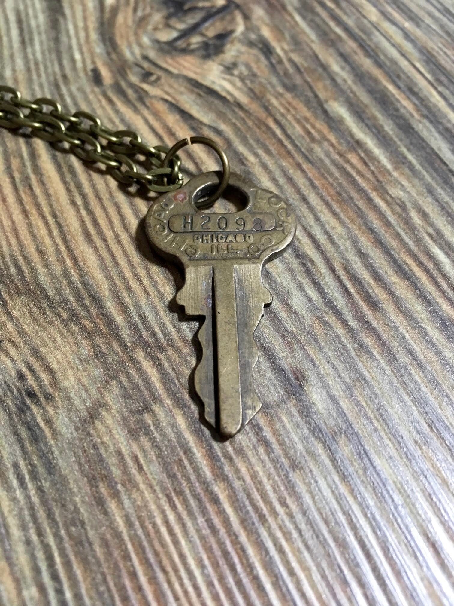 Chicago Lock Co. Vintage Brass Key Pendant Necklace Antique - Etsy