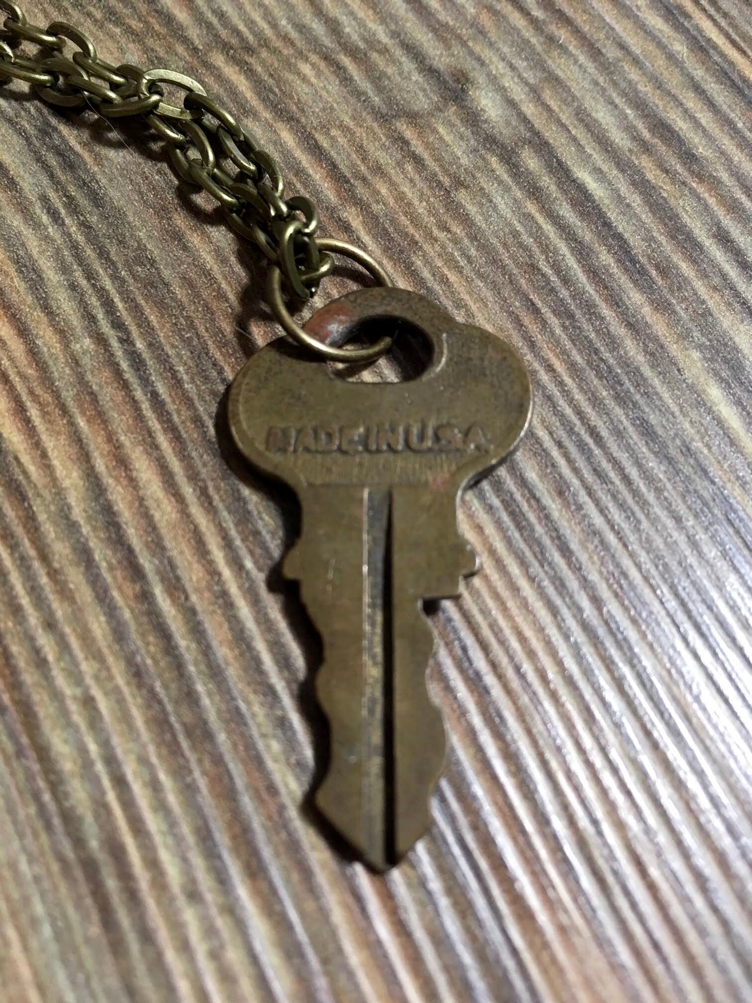Chicago Lock Co. Vintage Brass Key Pendant Necklace Antique - Etsy