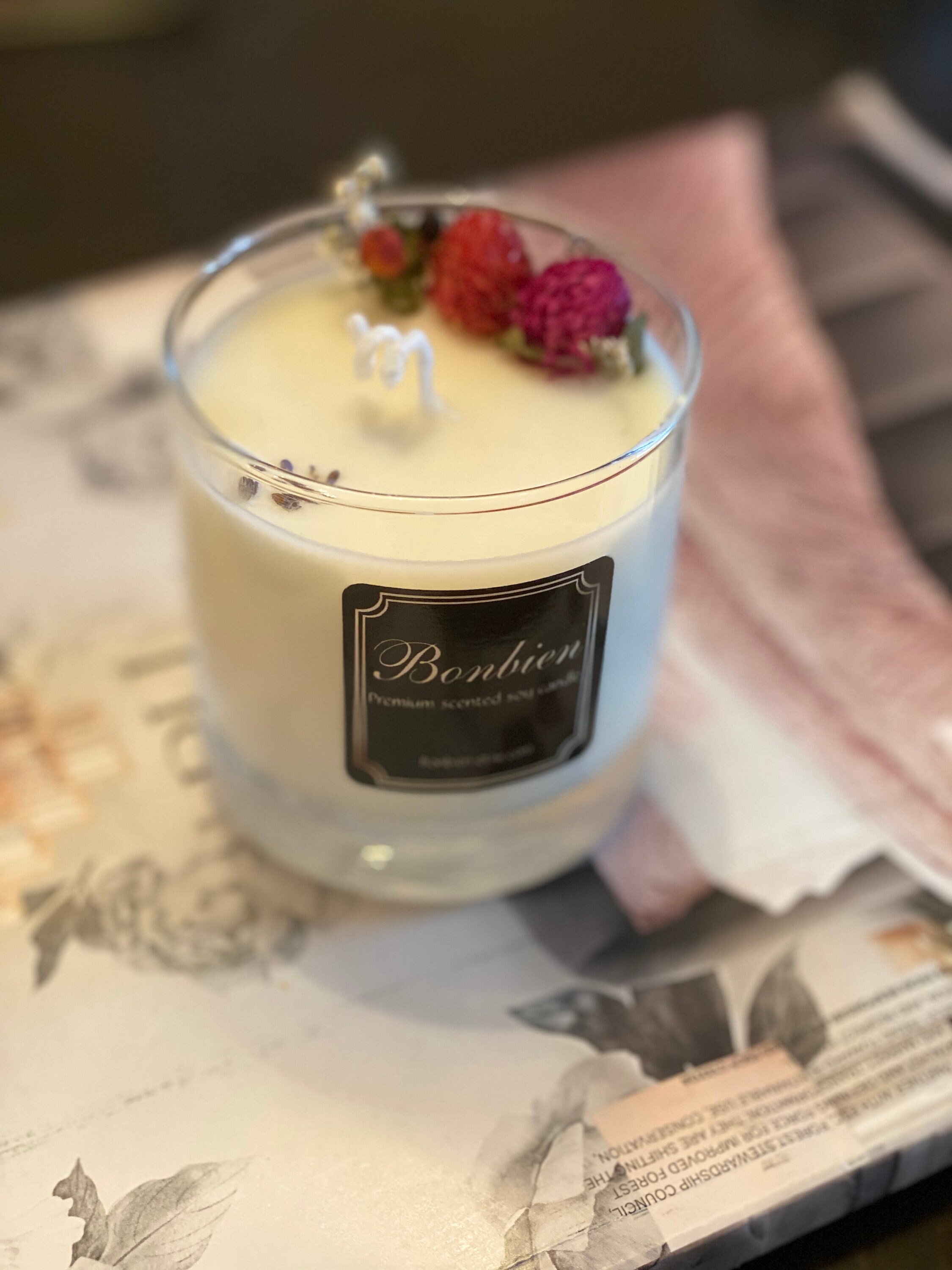 Soy Candles // Dried Flower Candle(rose) - Etsy