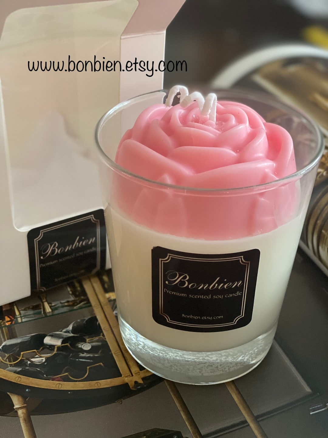 Flower Soy Candle // Design Candle - Etsy