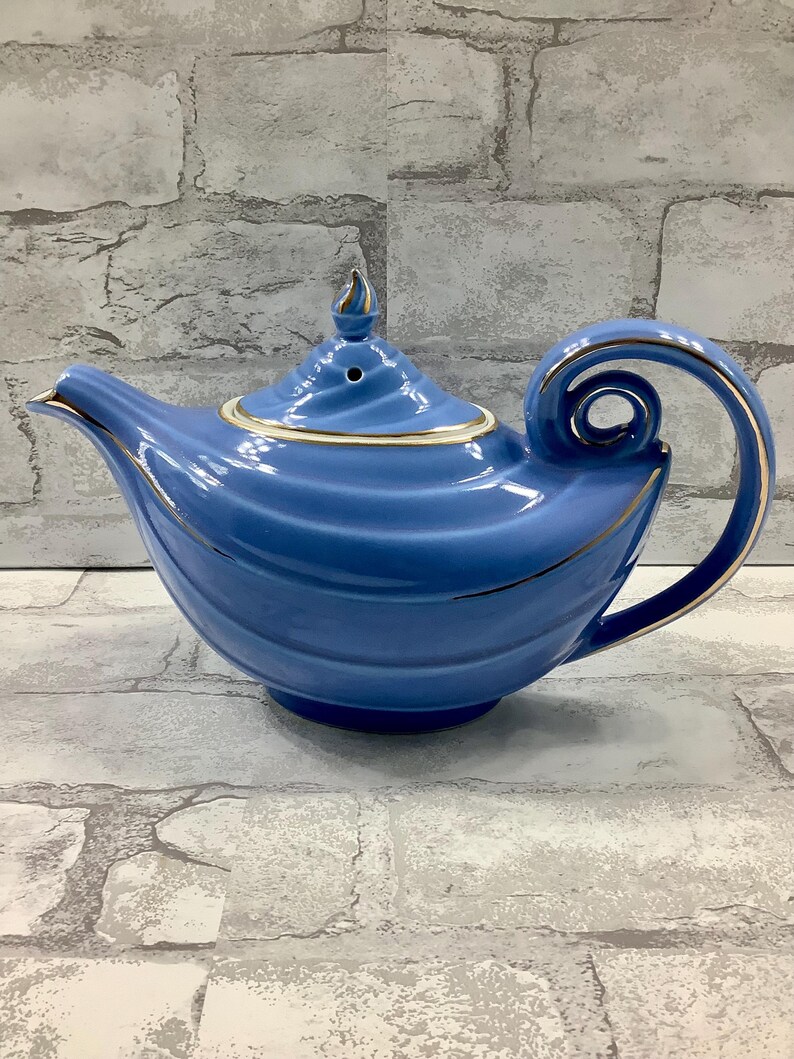 VTG. HALL Pottery Aladdin Sky Blue Tea Pot Art Deco 24 Gold 6 Cup - Etsy