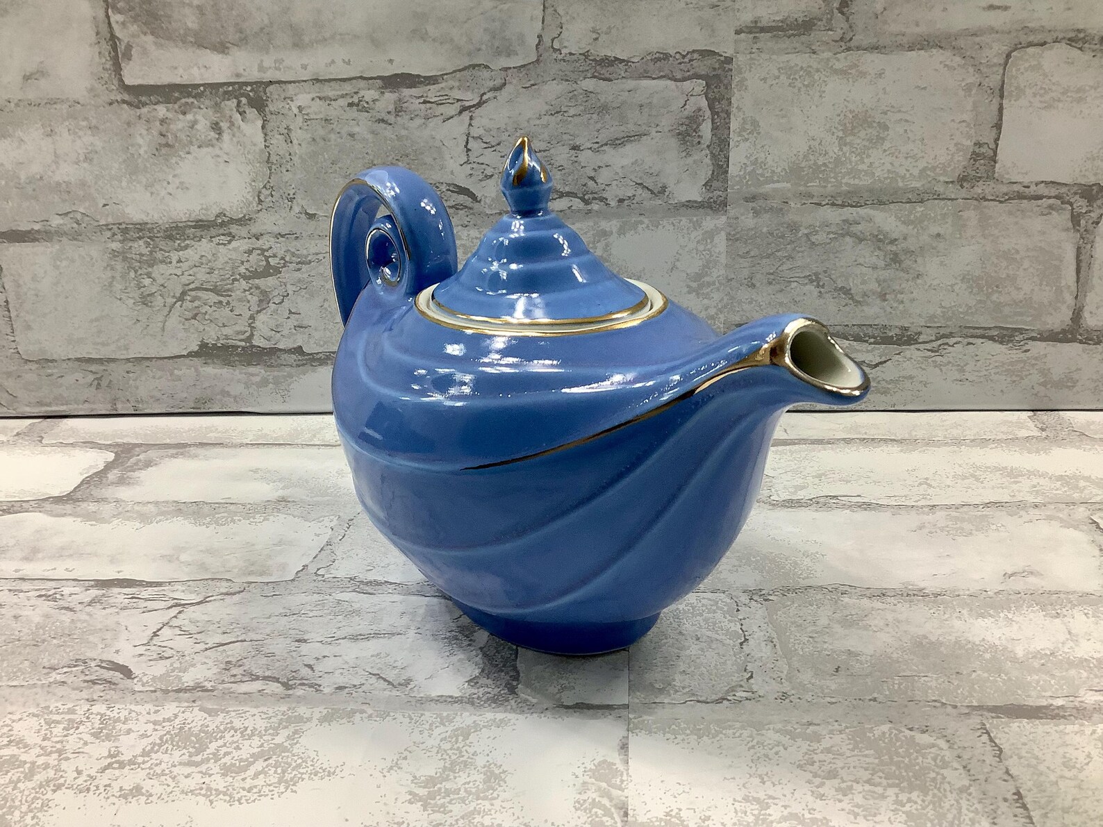 VTG. HALL Pottery Aladdin Sky Blue Tea Pot Art Deco 24 Gold 6 Cup - Etsy