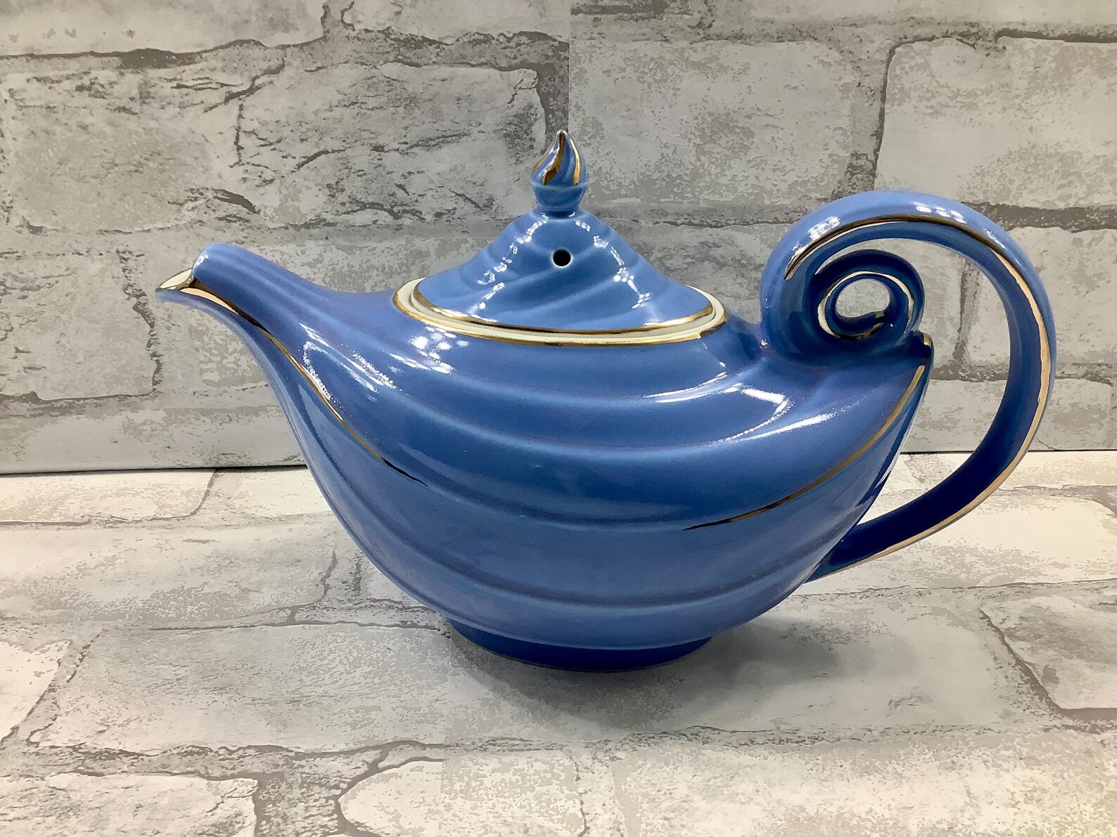 VTG. HALL Pottery Aladdin Sky Blue Tea Pot Art Deco 24 Gold 6 Cup - Etsy