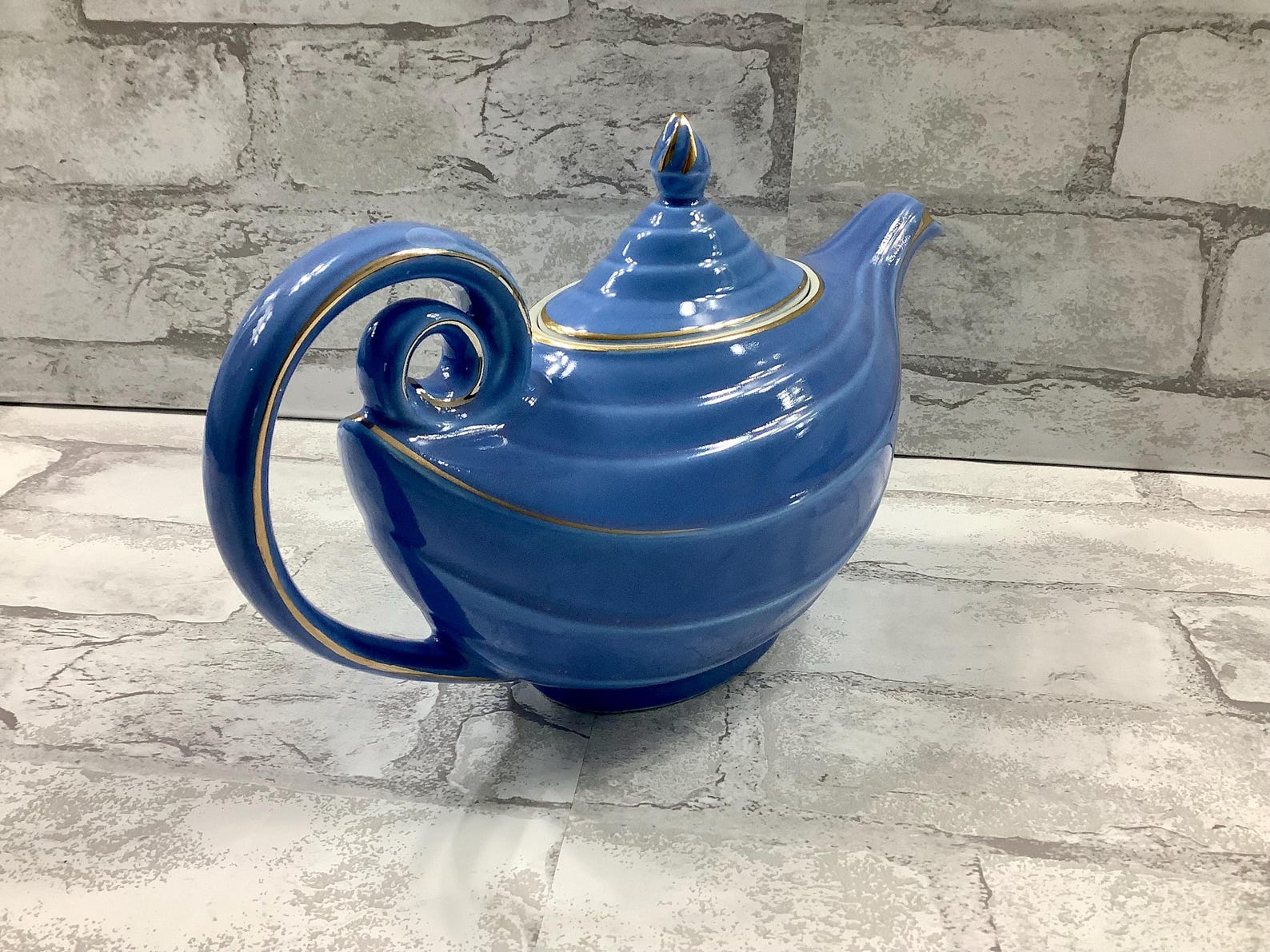 VTG. HALL Pottery Aladdin Sky Blue Tea Pot Art Deco 24 Gold 6 Cup - Etsy