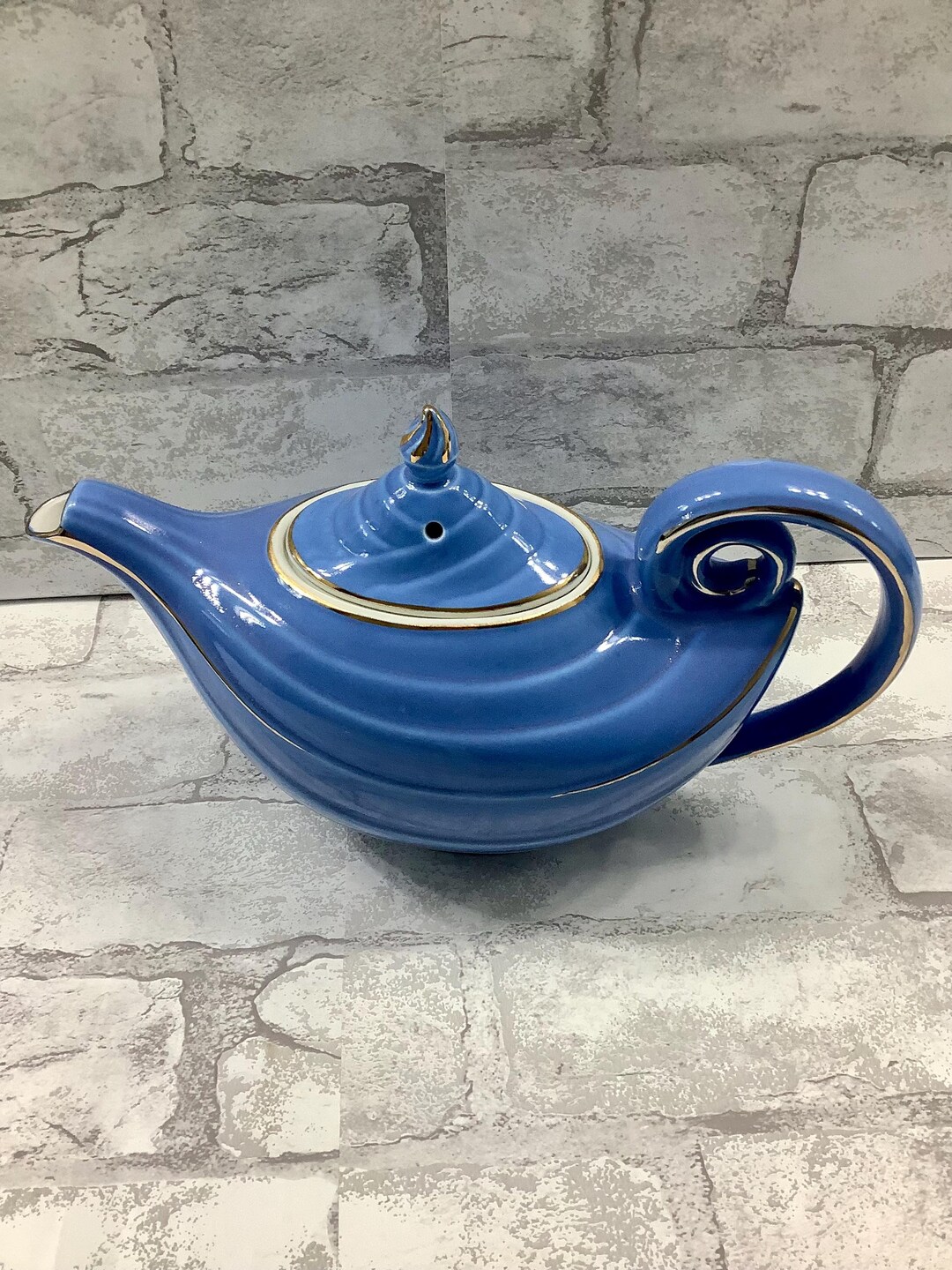 VTG. HALL Pottery Aladdin Sky Blue Tea Pot Art Deco 24 Gold 6 Cup - Etsy