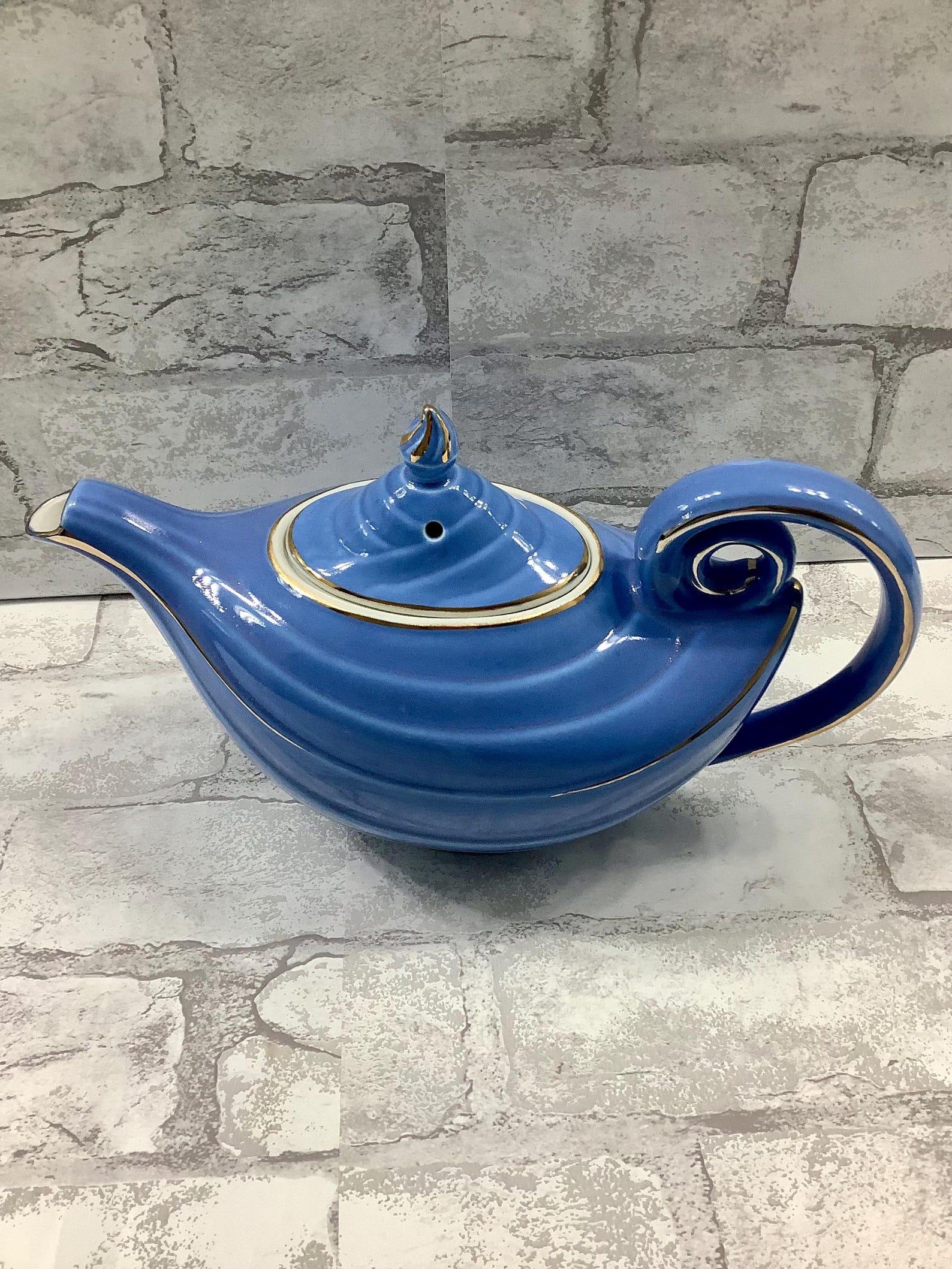 VTG. HALL Pottery Aladdin Sky Blue Tea Pot Art Deco 24 Gold 6 Cup - Etsy
