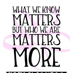 Instant Download/printable What We Know Matters but Who We Are Matters ...