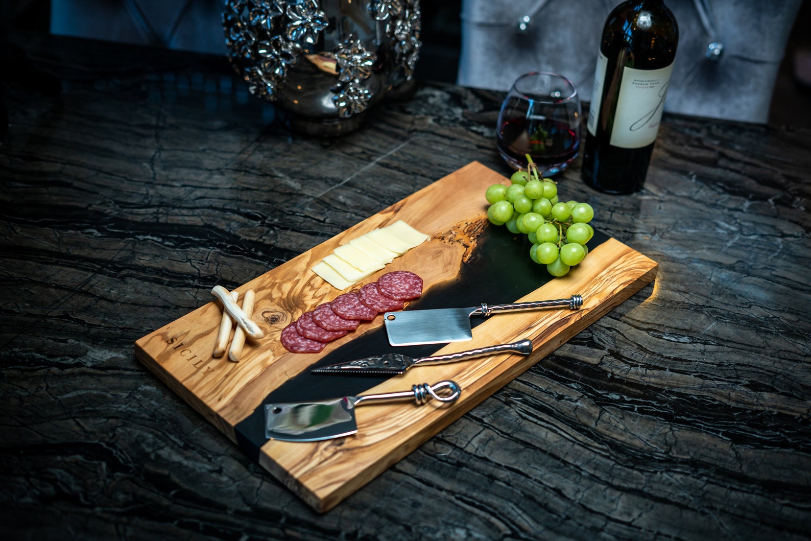 Italian Olive Wood Cheese Board Luxury Cheeseboard - Etsy