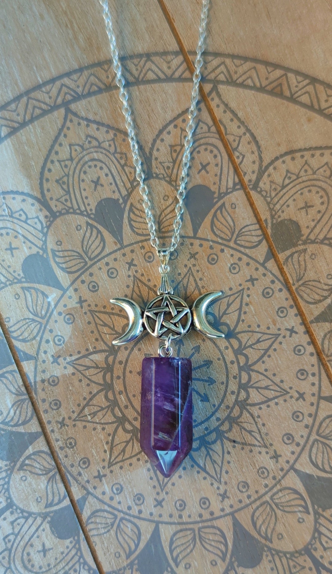 Amethyst Jewel, Triple Moon Pendant, Triple Goddess Jewel, Pendulum ...