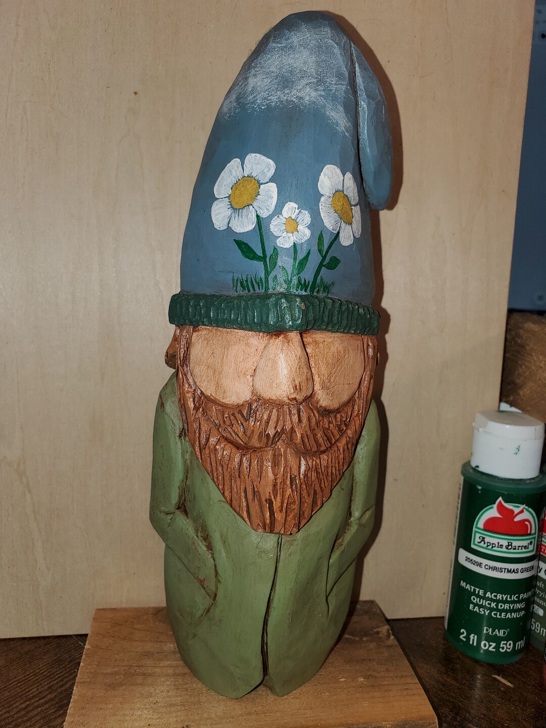 Wood Carving Wooden Daisy Hat Gnome - Etsy