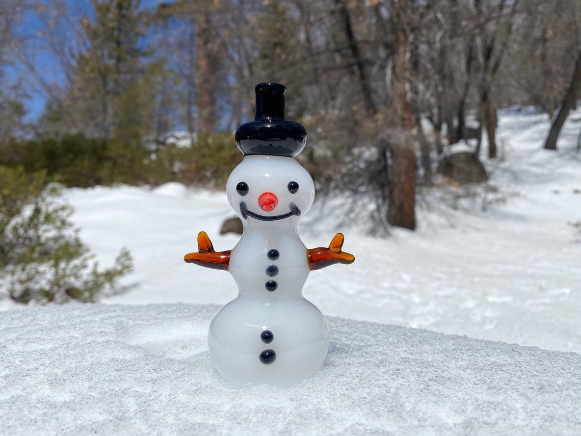 Snowman Glass Pipe Handmade | Etsy