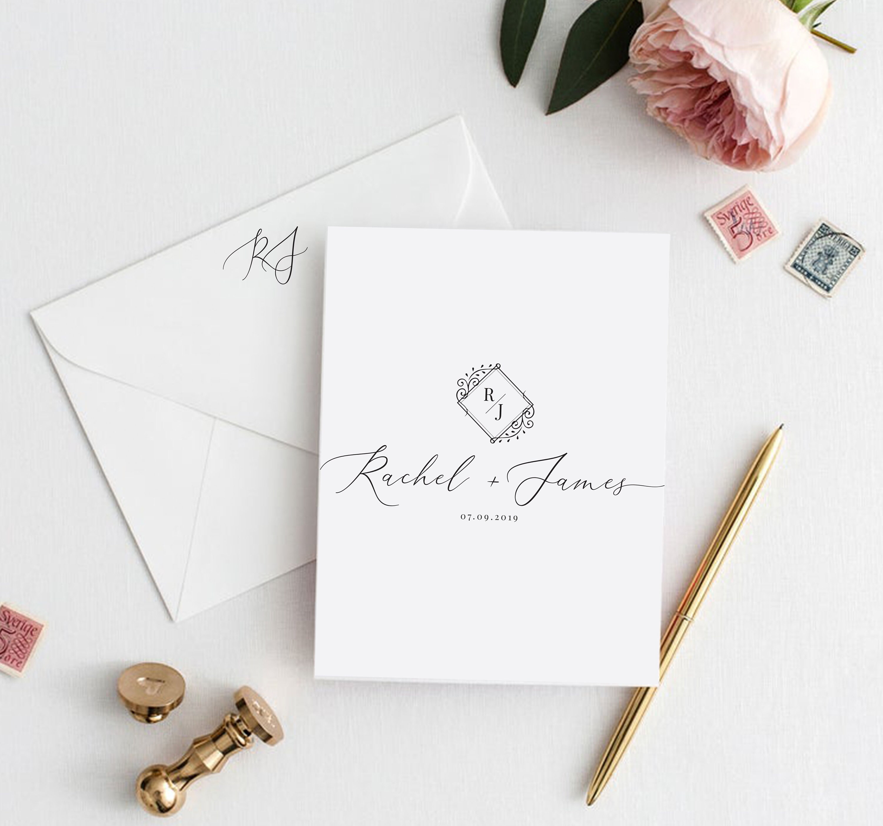 Paper Invitations Personalised Wedding Logo Emblem and Monogram Rachel ...