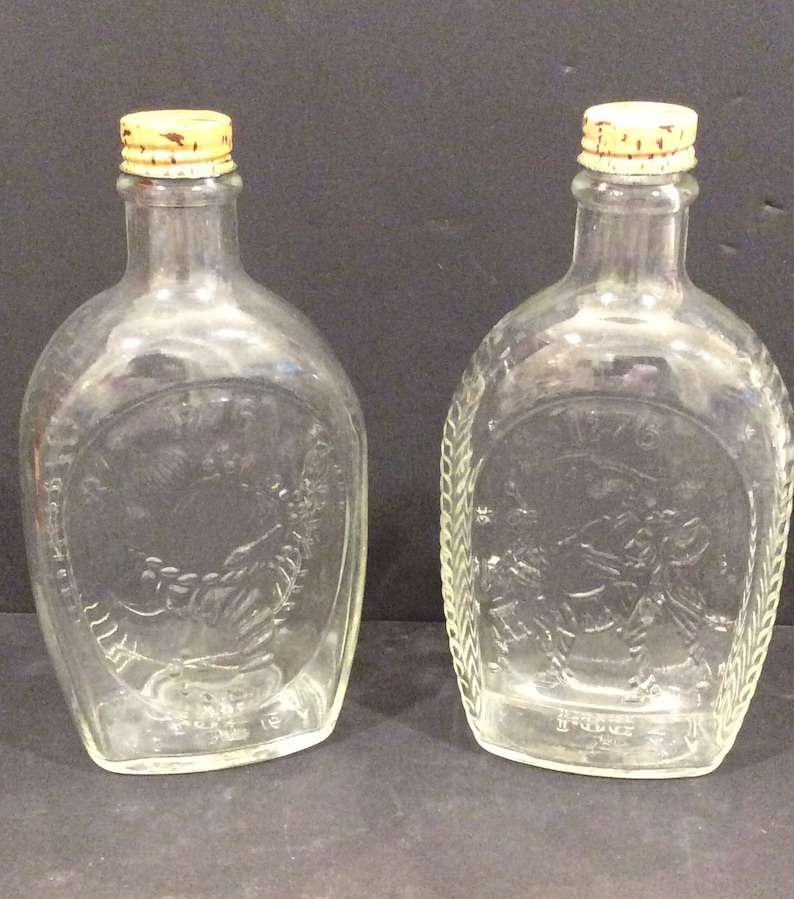 Anchor Hocking Log Cabin Syrup Bottles Bicentennial Series Set of 2 ...