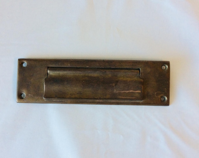 Brass Hinged Flap Mail Slot Made in USA Natural Aged Patina ...