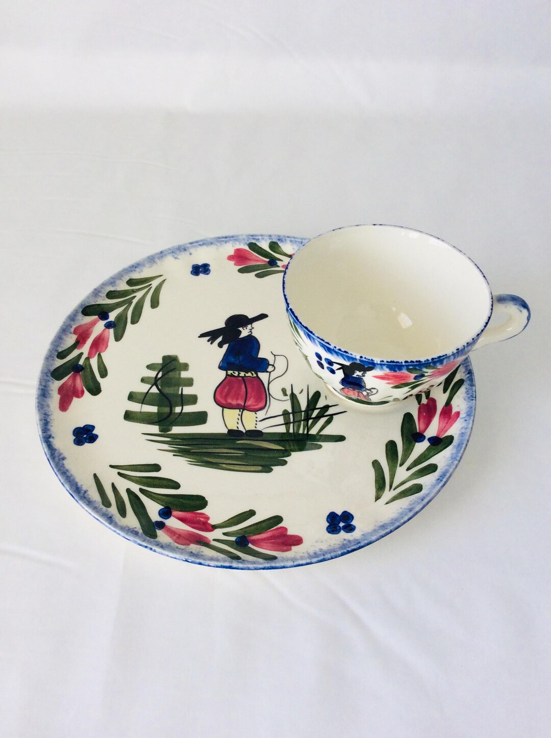 French Peasant Snack Plate and Cup From Blue Ridge Southern Pottery ...