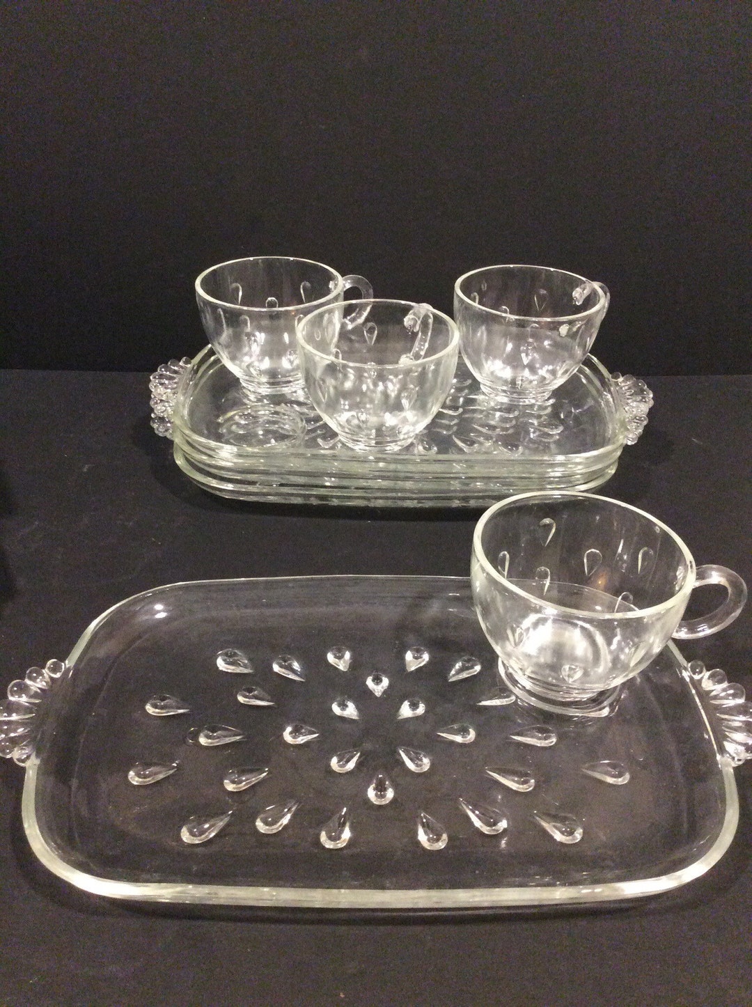 Hazel Atlas Informal Clear (teardrop) Boxed Snack Set Made in USA ... Hazel Atlas Informal Clear (teardrop) Boxed Snack Set Made in USA ...