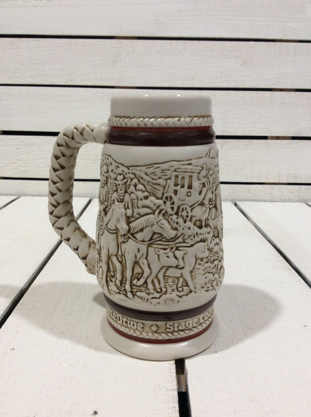 Avon 1983 Mini Beer Stein Made in Brazil 202013 Cattle Drive Stage ...