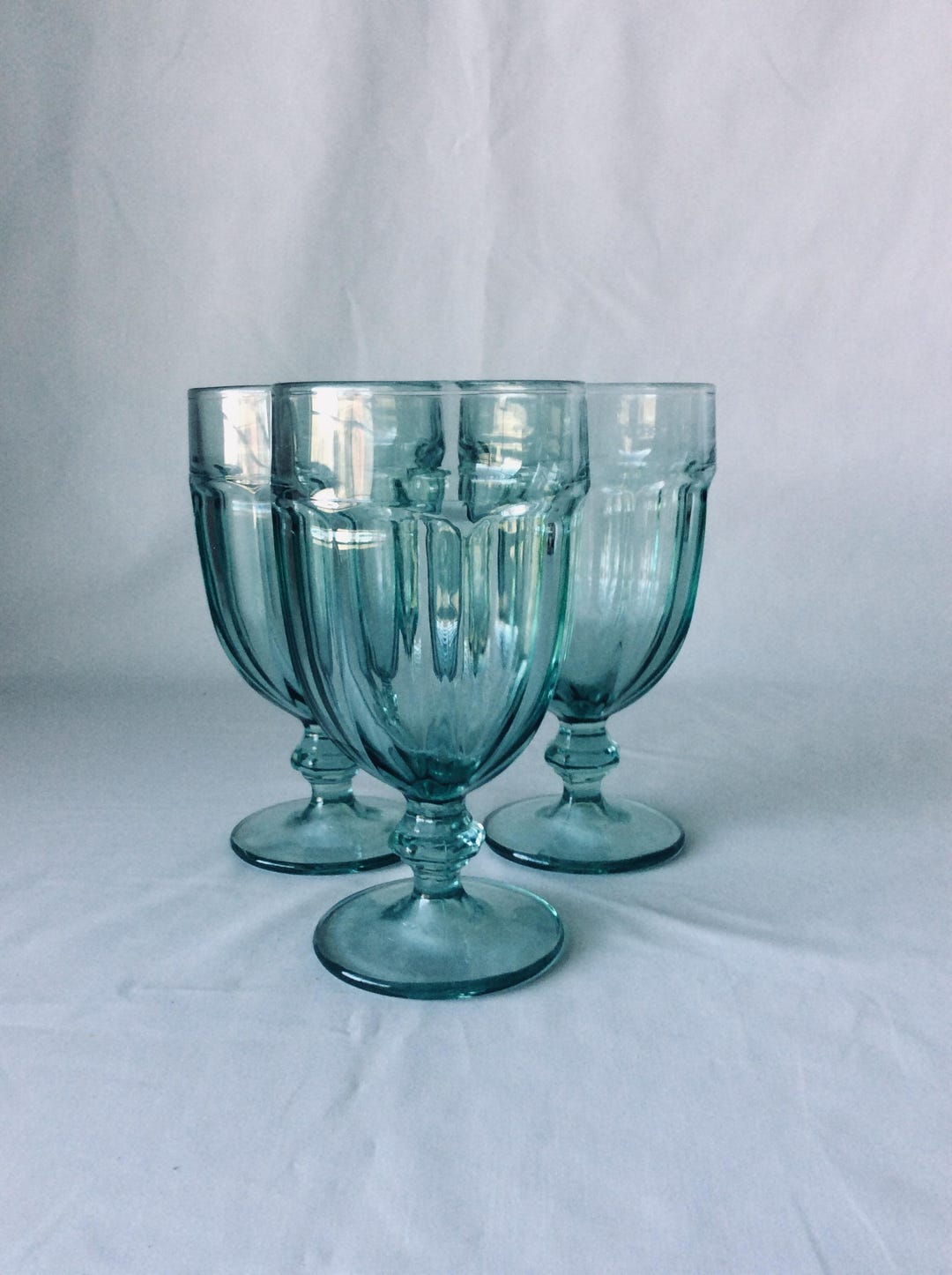 Libbey Glass Company Gibraltar Spanish Green 7" Goblets Made in America ...