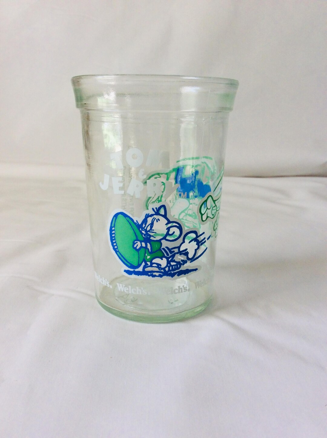 Welch's Jelly Jar Tom & Jerry Juice Glass 1991 Playing Football Made in ...